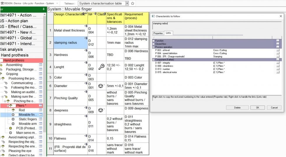 How to manage special characteristics or key characteristics?